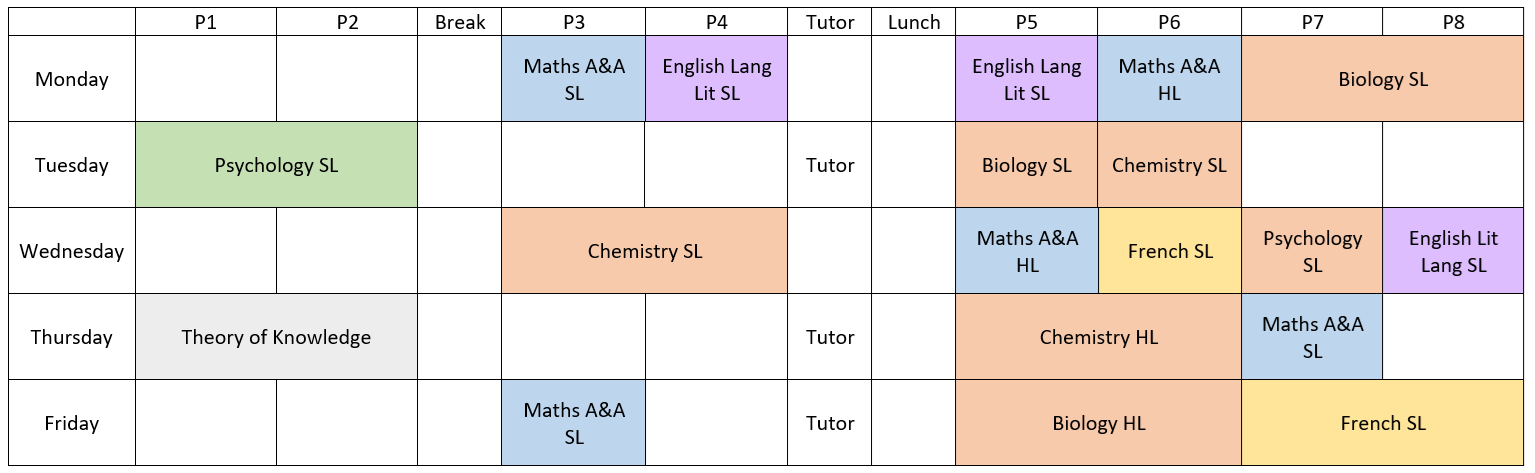 Sixth Form > LIFE AT PARKSIDE SIXTH > A day in the life > Example ...